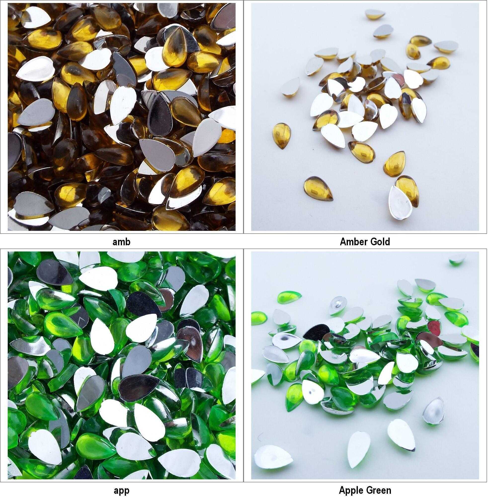 Tear Drop Small Plastic Stick on Gem Pk55 6mm x 10mm 5g BUY 1 2 4Pks 8 ...