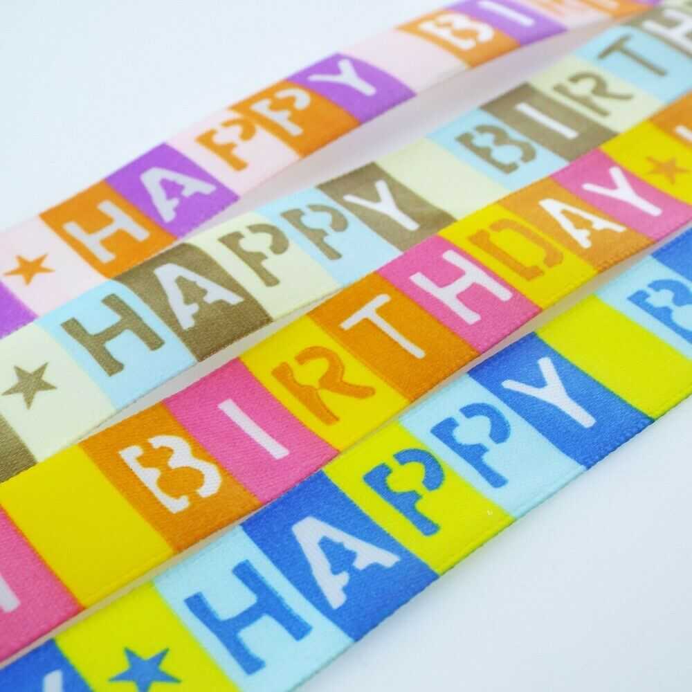 Happy Birthday Ribbon 15mm 3.5m Satin Party Cake Card BUY 1 2 Reels 4 ...