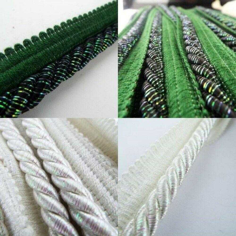 7mm Iridescent Pearl Glitter Flange Cord Piping Trim Rope Edging BUY 1 ...