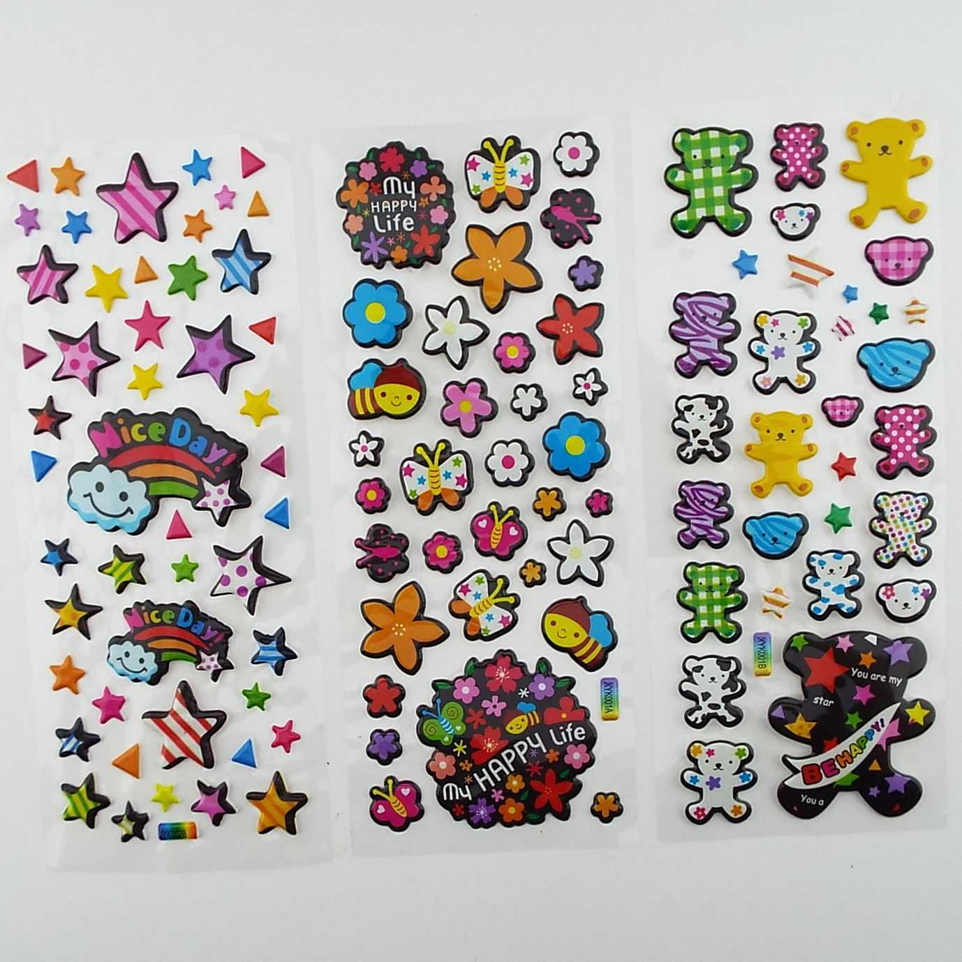 Stars Flowers Teddy Bears 3d Puffy Stickers Self Adhesive BUY 1 or 2 ...