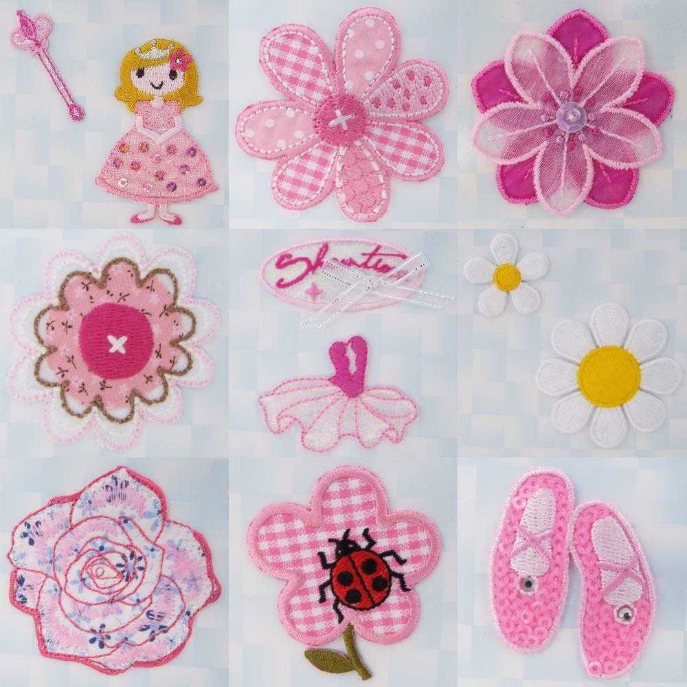Pink Flower Bead Fairy Ballet Motif Iron or Sew On Girl Coat Patch 9 ...