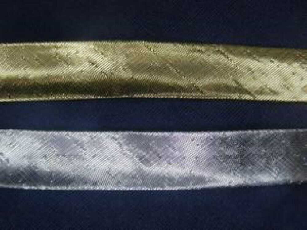 15mm Silver Gold Bias Binding Metallic Lame Liquid Tape Trim Edging 1 2 ...