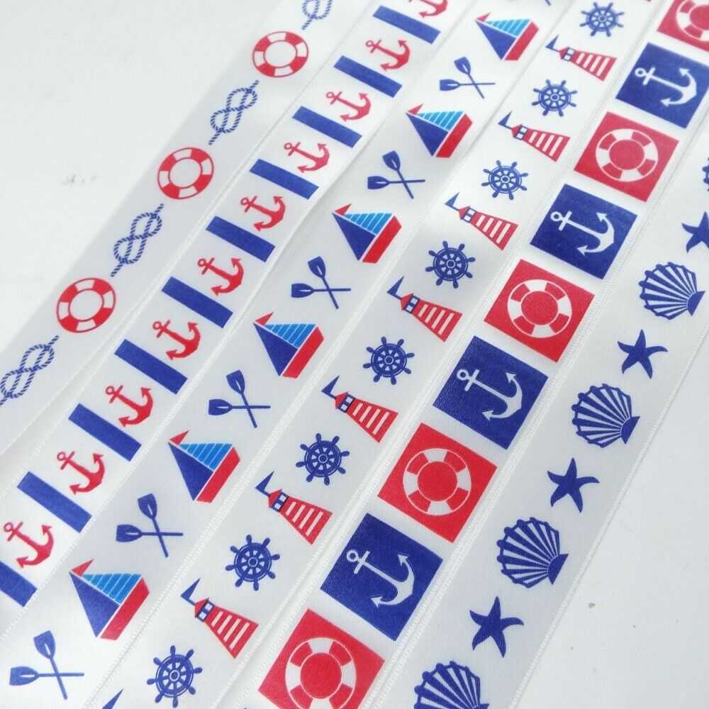 Ribbon Nautical Boat Sailing Navy Shell 15mm 25mm Satin BUY 1 2 4m+ 6 ...