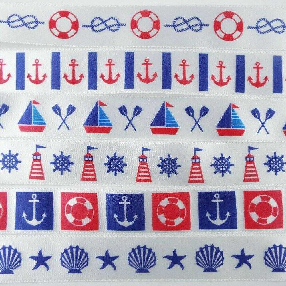 Ribbon Nautical Boat Sailing Navy Shell 15mm 25mm Satin BUY 1 2 4m+ 6 ...