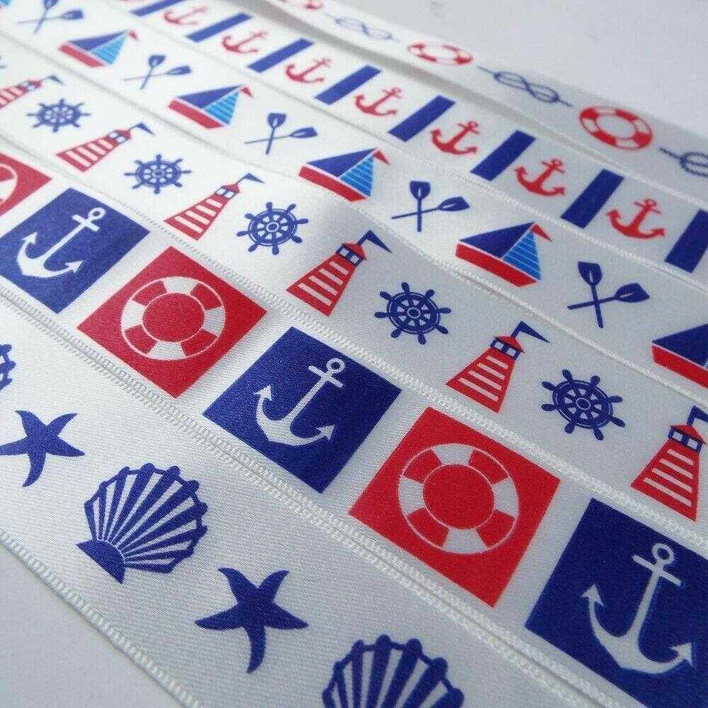 Ribbon Nautical Boat Sailing Navy Shell 15mm 25mm Satin BUY 1 2 4m+ 6 ...
