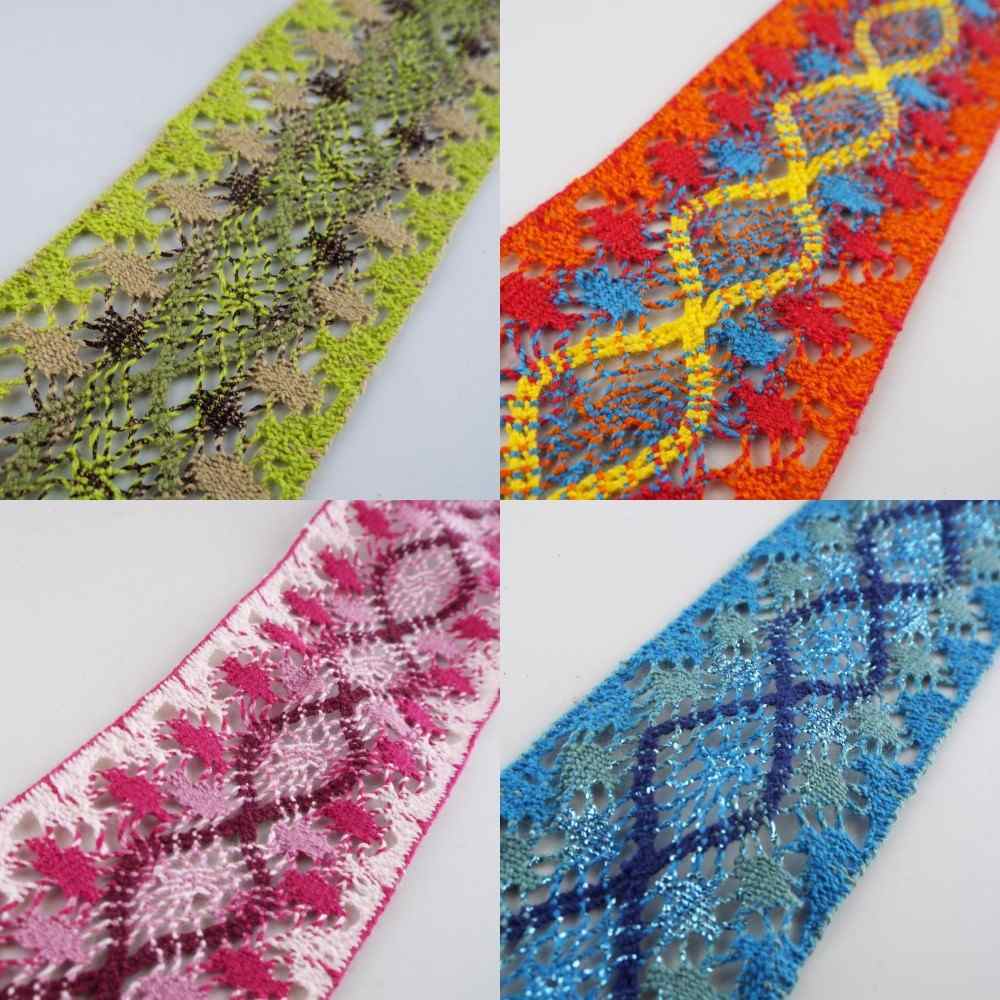 50mm Wide Cotton Lace Trim Bright Ethnic Metallic Dress BUY 1 2m+ 5 ...