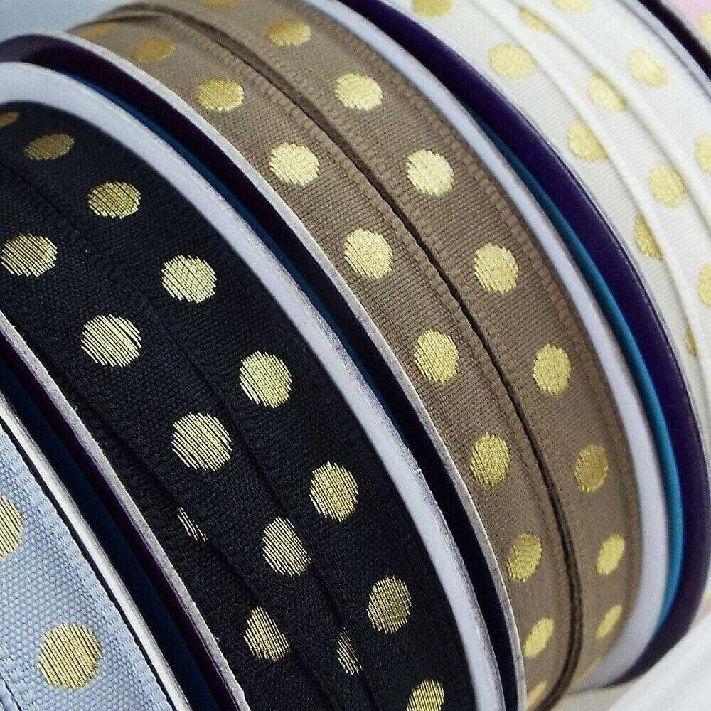 8 COLOUR 6mm 10mm Woven Taffeta GOLD Metallic Spot Tape Ribbon BUY 1 2 ...