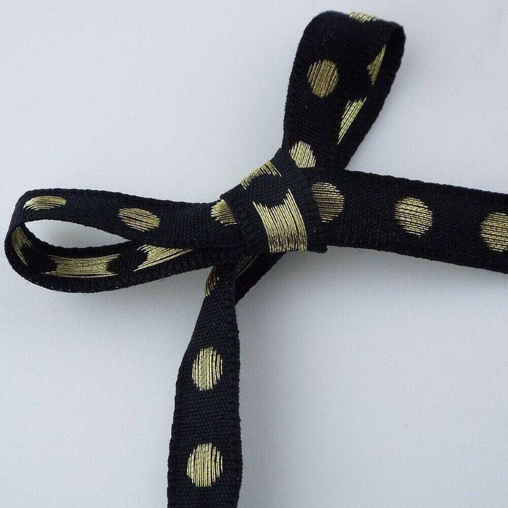 8 COLOUR 6mm 10mm Woven Taffeta GOLD Metallic Spot Tape Ribbon BUY 1 2 ...