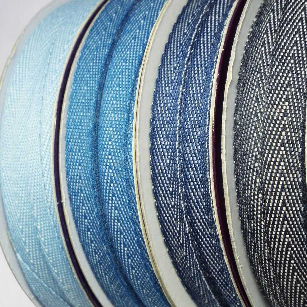 10mm Jean Twill Tape Herringbone Denim Trim Ribbon BUY 1 2 4m+ 4 COLOUR ...