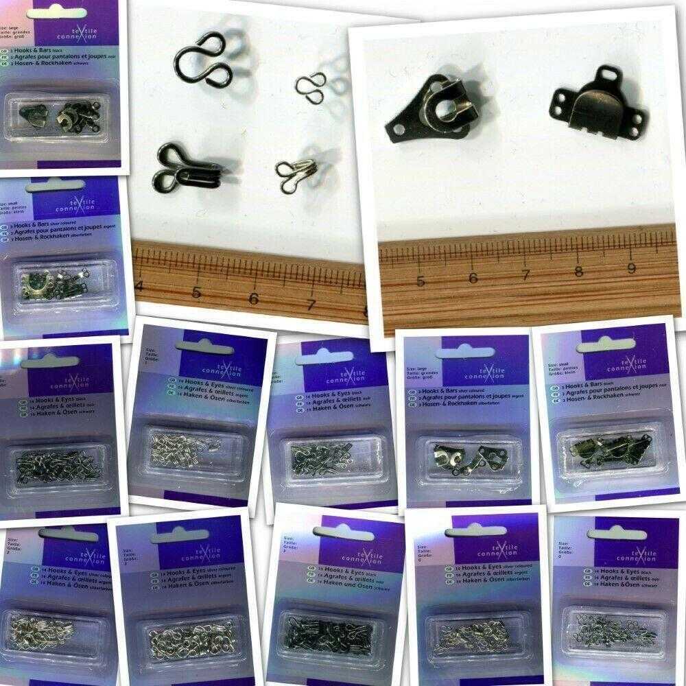 Hook and Eye Bar Fastener Small to Large 0 1 2 3 Trouser Dress Bra ...