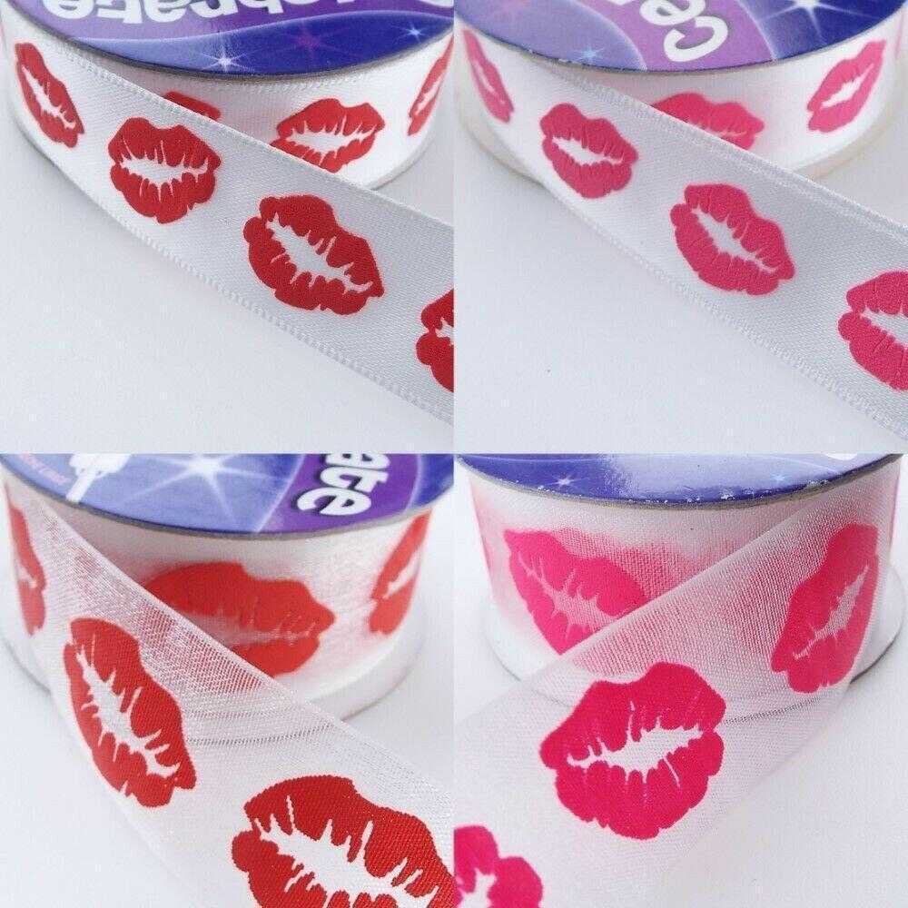 4 TYPE Kiss Ribbon 15mm 3.5m Satin 25mm 3m Organza 3.5m White Red BUY 1 ...