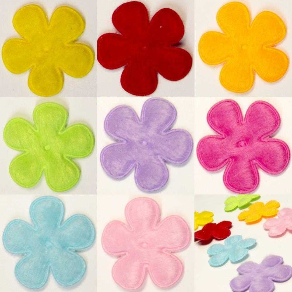 25mm Flowers Motif Padded Card Topper Patch Fuzzy Fabric 10 20 40 8 ...