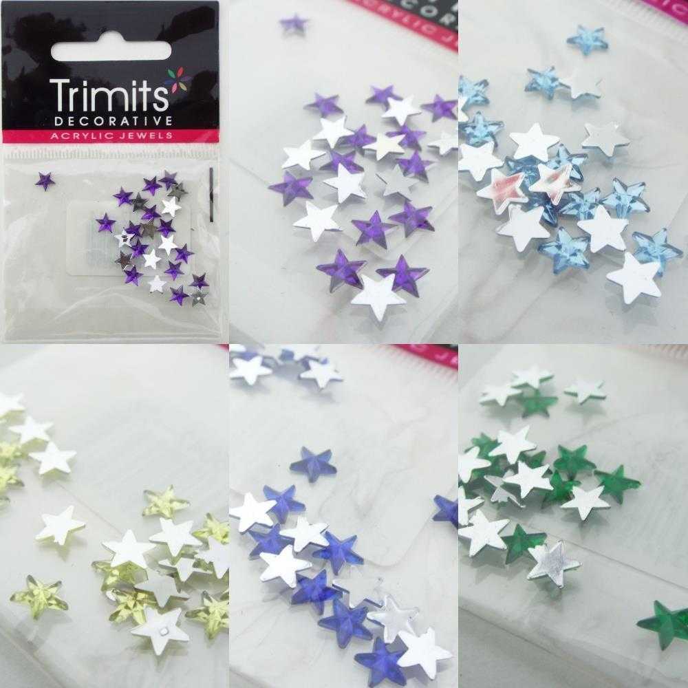 Small Stars Plastic Stick On Faceted Gems Acrylic 6mm BUY 1 2 4 Pks 5 ...