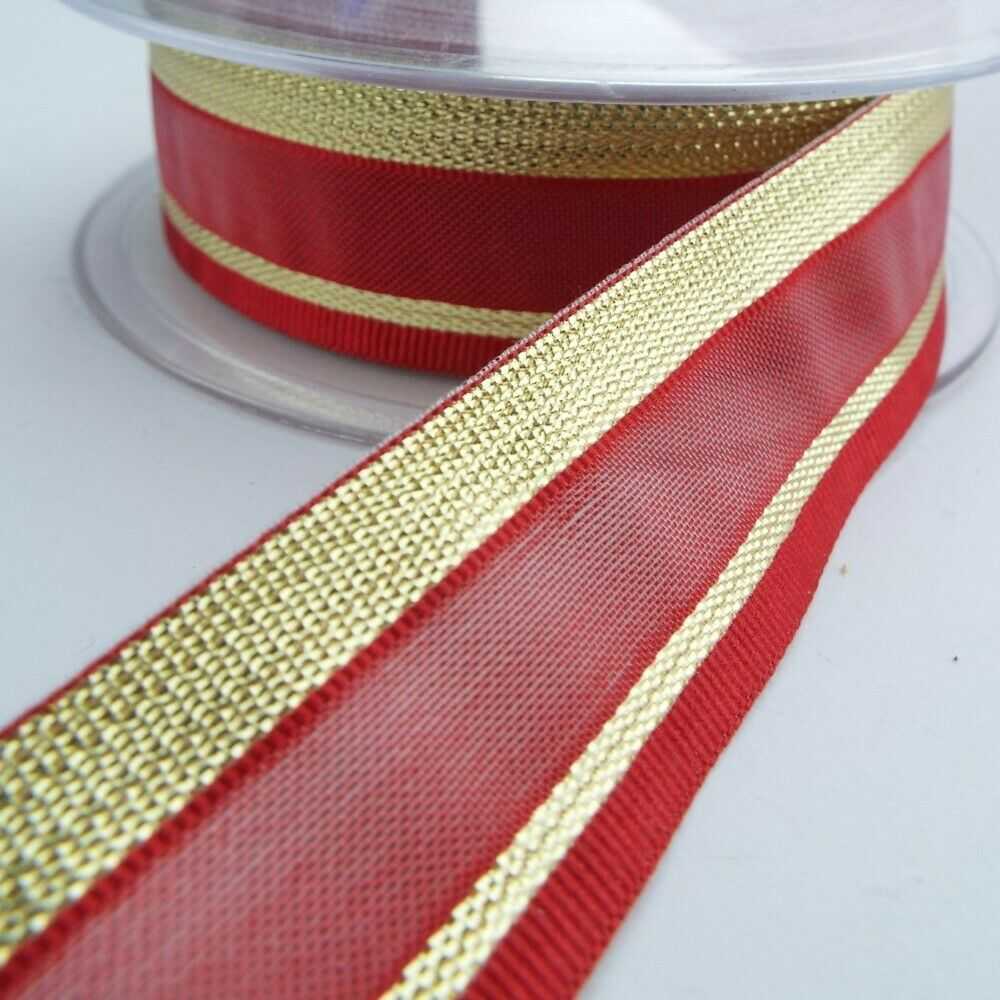 18 STYLE Red Gold Silver Ribbon Christmas Satin Wired Metallic Organza ...