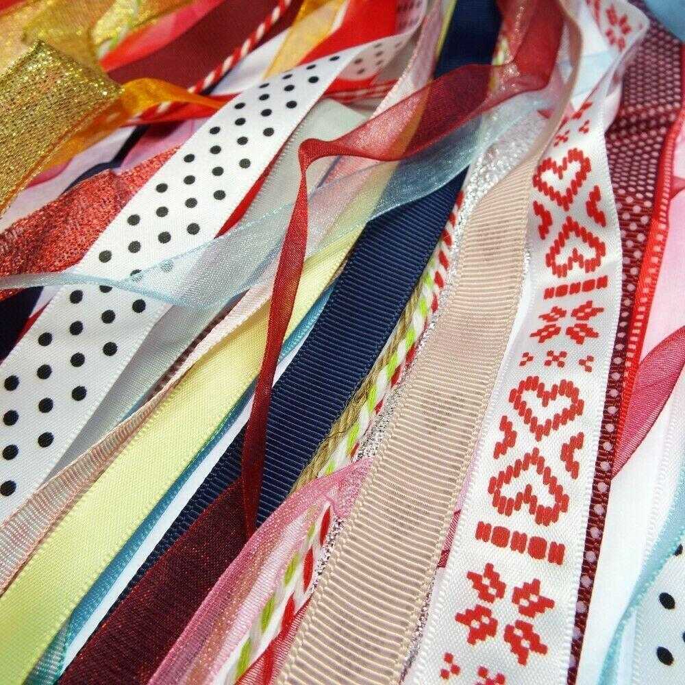 VALUE 50m Assorted Ribbon Craft Pack Organza Metalic Satin Polka Dot ...