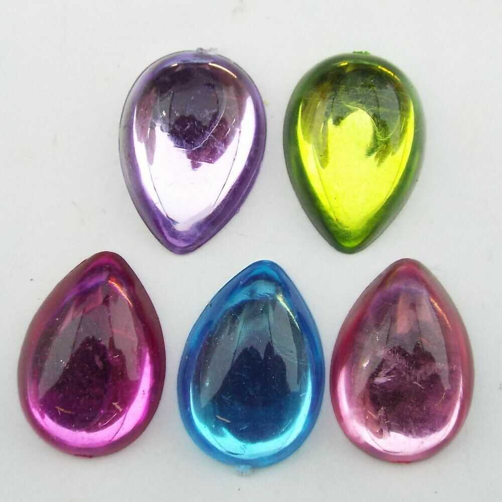5 COLOR 12mm x 17mm Plastic Tear Drops Stick on Gems Acrylic BUY 7 14 ...