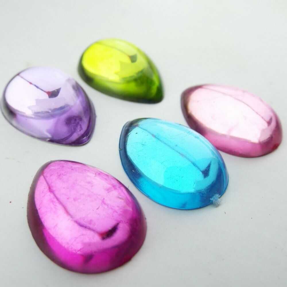 5 COLOR 12mm x 17mm Plastic Tear Drops Stick on Gems Acrylic BUY 7 14 ...