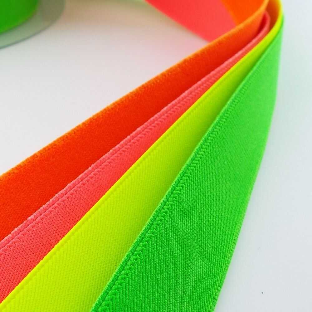 Bright Neon Fluorescent Strong Flat Elastic 25mm Anti Roll 1 2 4m 4 ...
